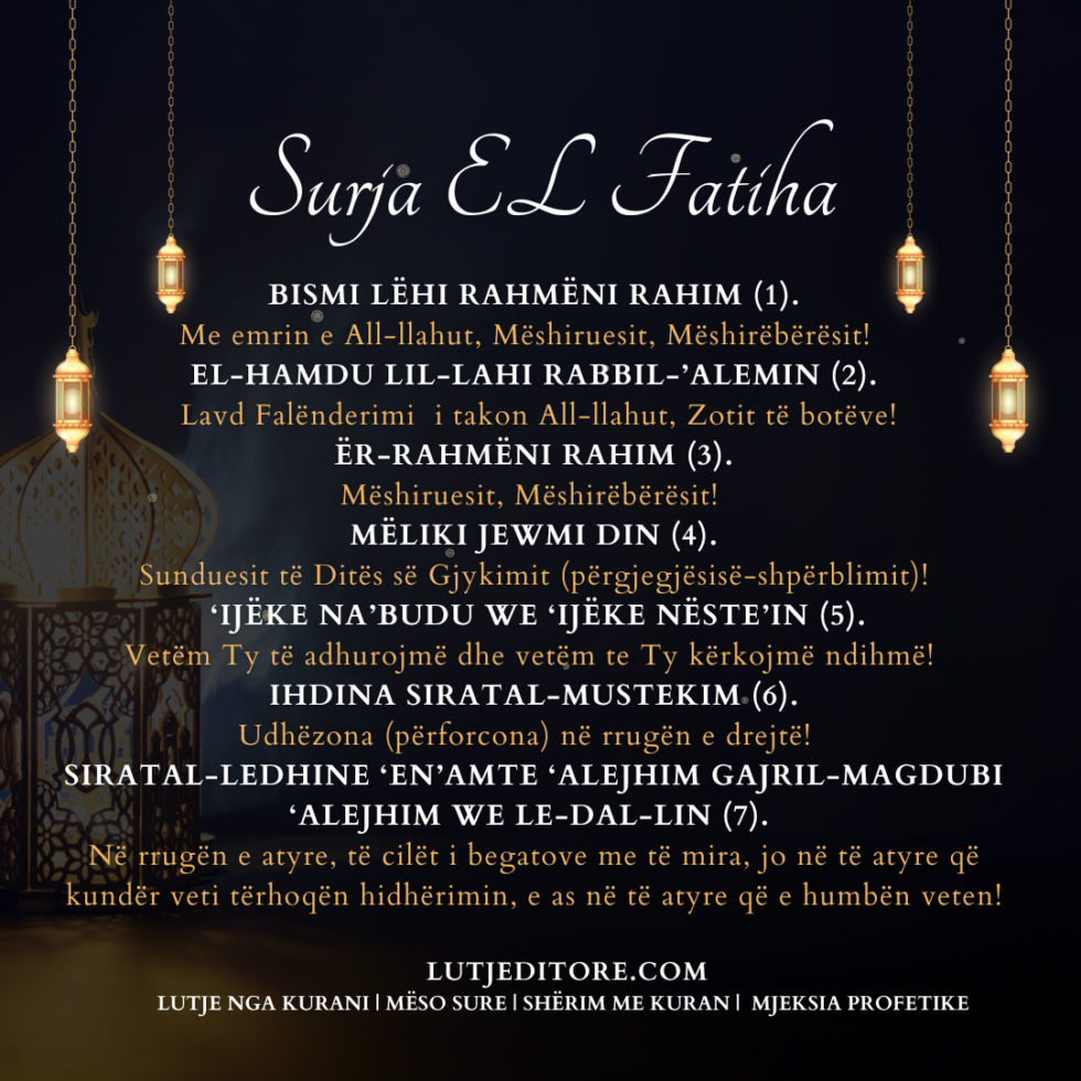 Surja Fatiha Shqip Arabisht - Mëso Sure